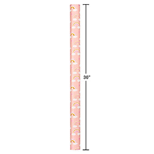 American Greetings 175 sq. ft. Reversible Wrapping Paper for Baby Showers, Kid's Birthdays and All Occasions, Rainbows and Hearts (1 Roll, 30 in x 70 ft.)