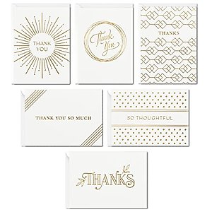 Hallmark Thank You Cards Assortment, Gold Foil (120 Thank You Notes with Envelopes for Wedding, Bridal Shower, Baby Shower, Business, Graduation), White