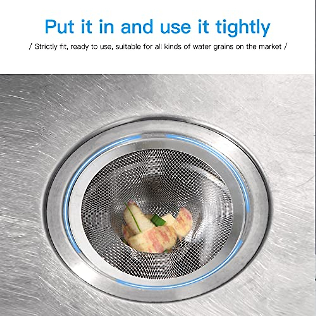 Maxware 4PCS Heavy Duty Stainless Steel Sink Strainer,Sink Basket Set, Fits Most Kitchen Sinks 4.5'', Bathroom Sinks 2.75'',Shower Drains