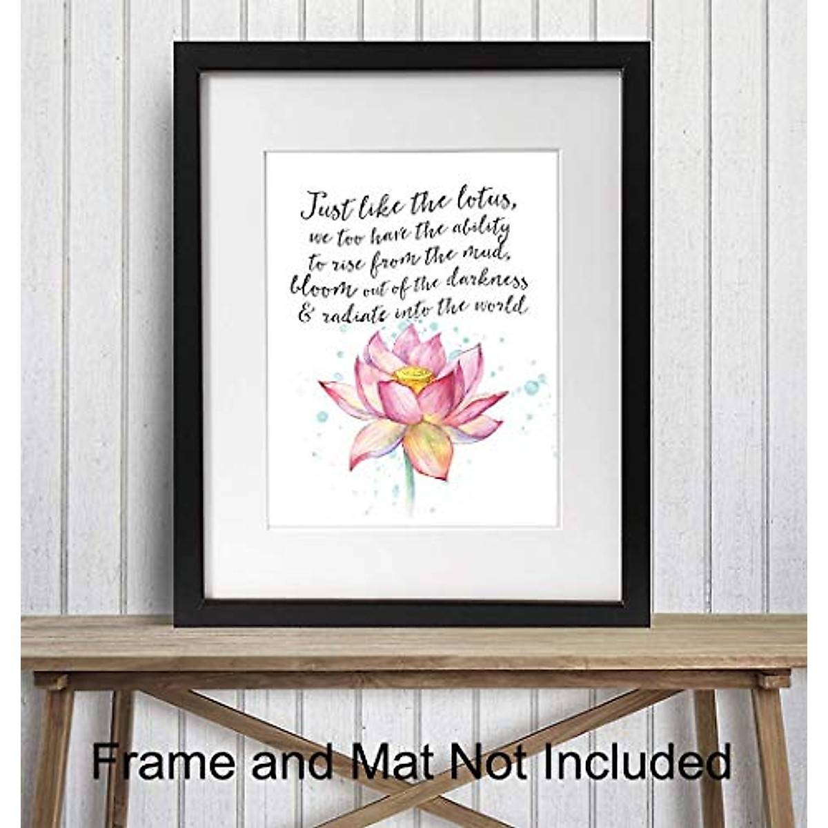 Inspirational Meditation Art Print - Motivational Lotus Wall Art Poster - Unique Home Decor for Studio, Bathroom, Bedroom - Gift for Women, Zen Buddha Fans - 8x10 Photo Unframed