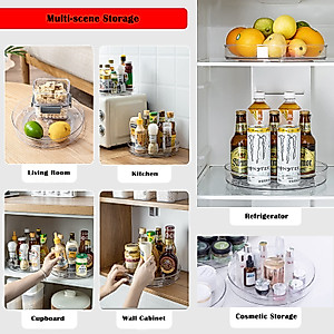 LEEYUBAY Lazy Susan Organizer Plastic Clear Lazy Susan Turntable for Cabinet 9.2" Round Rotating Spice Rack Cosmetic Makeup Organizers for Kitchen Vanity Countertop Fridge Bathroom (9.2 Inch - 1 Tier)