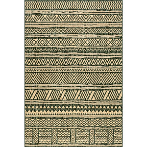 nuLOOM Abbey Geometric 7x9 Indoor/Outdoor Area Rug for Living Room Patio Deck Front Porch Kitchen, Green/Brown
