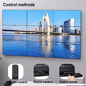Video Wall Controller 3x3 HDMI Video Image Processor, Support 3840x2160/30HZ HDMI Input & DVI Input, 9-Screen Splicing TV Wall Controller, Support 180 Degree Rotation 3x3 3x2 2x2 3x1 1x4 2x3 4x2 2x4