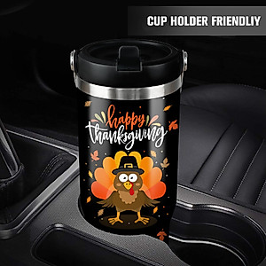 aquoechd 30 oz Fall Tumbler with Lid and Straw, Autumn Leaf and Turkey Flip Straw Tumbler Insulated Coffee Travel Mugs Cup Water Bottle Fall Thanksgiving Gifts for Women Girls