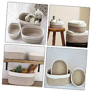 KOMBIUDA 3pcs Makeup Baskets Cotton Rope Storage Basket Desktop Snack Baskets Cotton Rope Storage Basket
