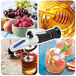Syrup Refractometer Handheld Portable Honey Refractometer Sugar Refractometer High Accuracy Fruit Concentration Tester for Measuring Sugar Honey Content 28-62%
