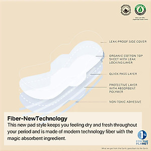 FJAKA USA [fee-ah-ka] Feminine Care Organic Cotton Cover Pads - Ultra Thin Sanitary Napkin Pads Heavy Absorbency, Unscented with Pad Wings for Women