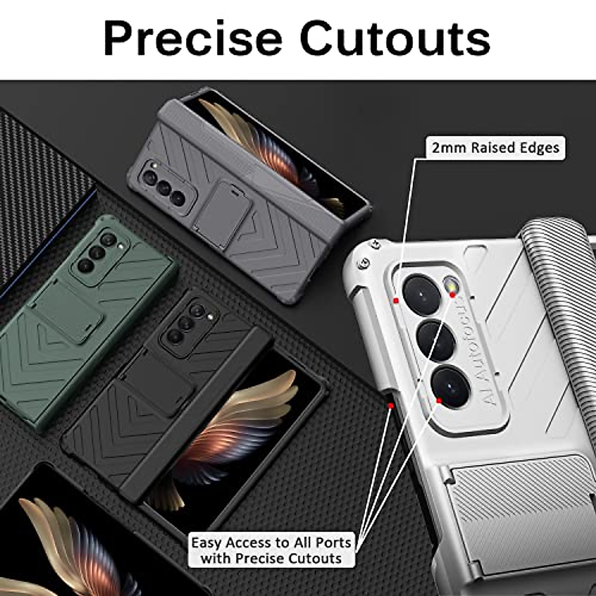 Miimall Compatible for Z Fold 2 Case, Galaxy Z Fold 2 Case Magnetic Hinge Protection Adjustable Kickstand Hard PC All-Inclusive Bumper Protective Case for Galaxy Z Fold 2 (2020) (Gold)