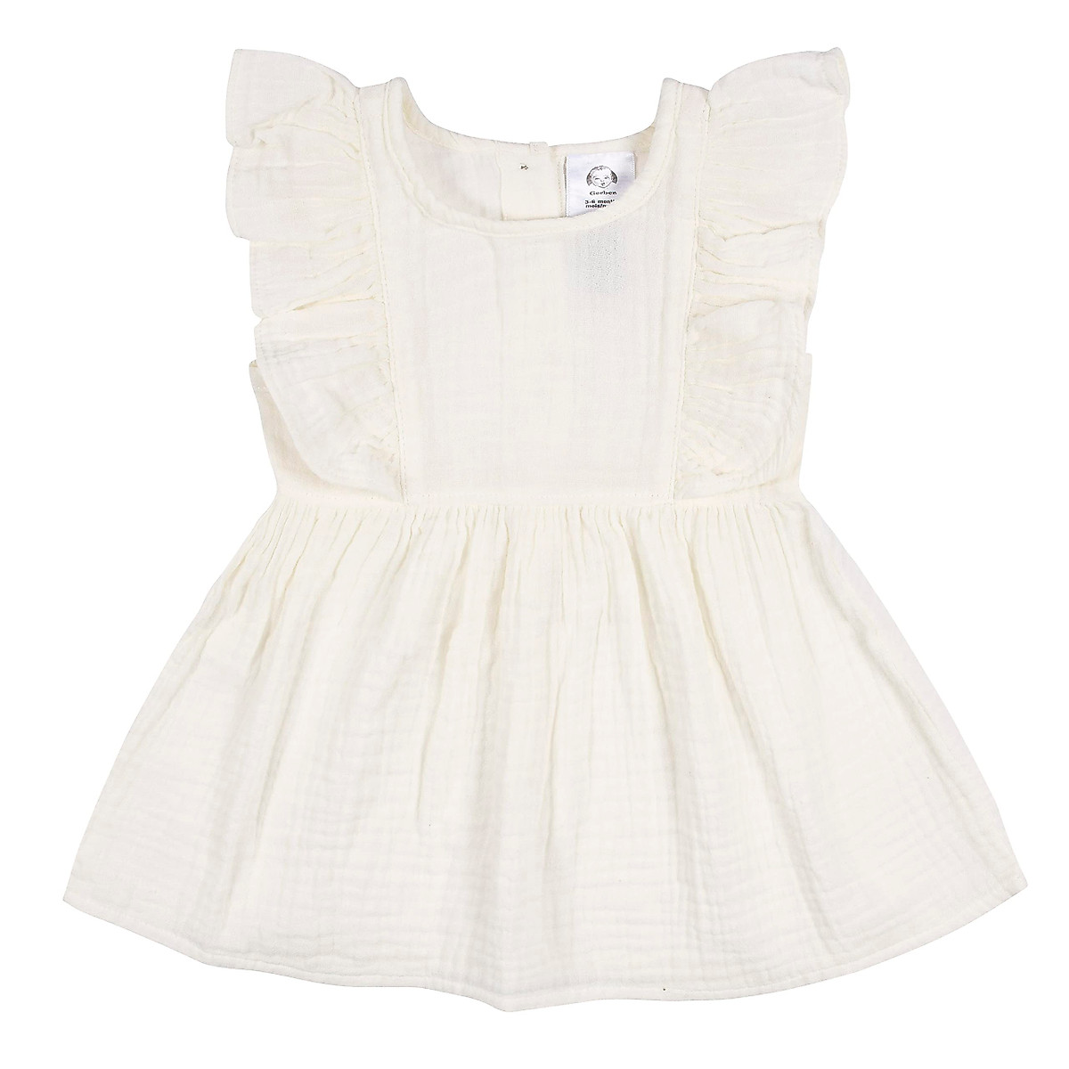 Gerber Baby Girls' 2 Piece Dress and Diaper Cover Set, Ivory, 12 Months