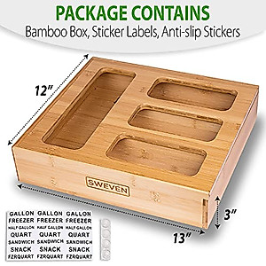 Plastic Bag Storage Organizer for Drawer | Bamboo Bag Organizer | Bag Container Organizer | Baggie Organizer for Gallon, Quart, Sandwich, Snack Bags | Compatible with Solimo, Glad, Hefty and More (4 Piece)