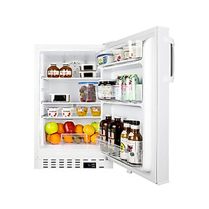 Summit Appliance ALR46W Built-in Undercounter ADA Compliant Residential All-Refrigerator in White with Door Storage, Adjustable Thermostat, Open Door Alarm, Sealed Back and Auto Defrost