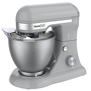 Geek Chef 4.8 Qt Stainless Steel Bowl 12 Speed Tilt-Neck Kitchen Countertop Baking Food Stand Mixer with Beater Paddle, Dough Hook, and Whisk, Gray