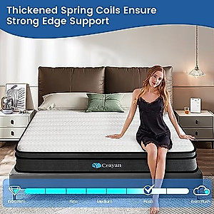 Crayan Full Mattress, 10 Inch Hybrid Mattress in a Box, Individually Wrapped Pocket Coils Innerspring Mattress with Motion Isolation and Pressure Relief, CertiPUR-US, 100 Nights Trial
