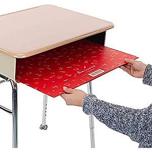Standard Privacy Shields for Student Desks – Set of 12 - 3 Group Colors -Matte - Study Carrel Reduces Distractions - Keep Eyes From Wandering During Tests, Red, Blue & Green School Supplies Pattern