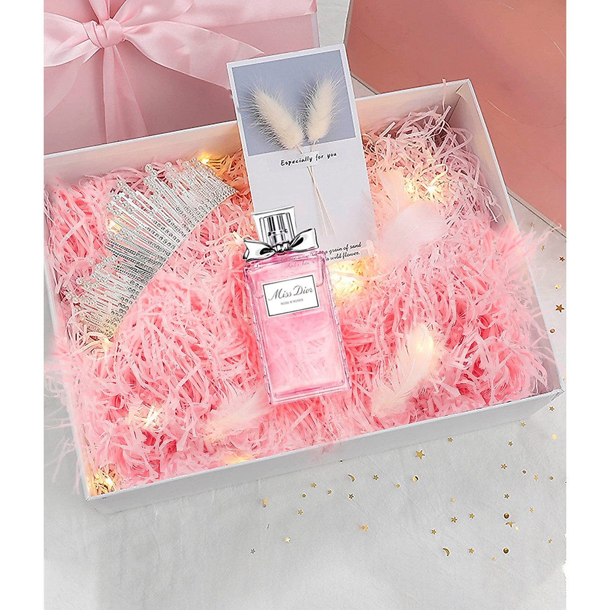 XINYIDAO Basket grass filler,crinkle cut paper shred filler, raffia paper filler, gift box packaging filler, 200g party decoration DIY packaging accessories (light pink)