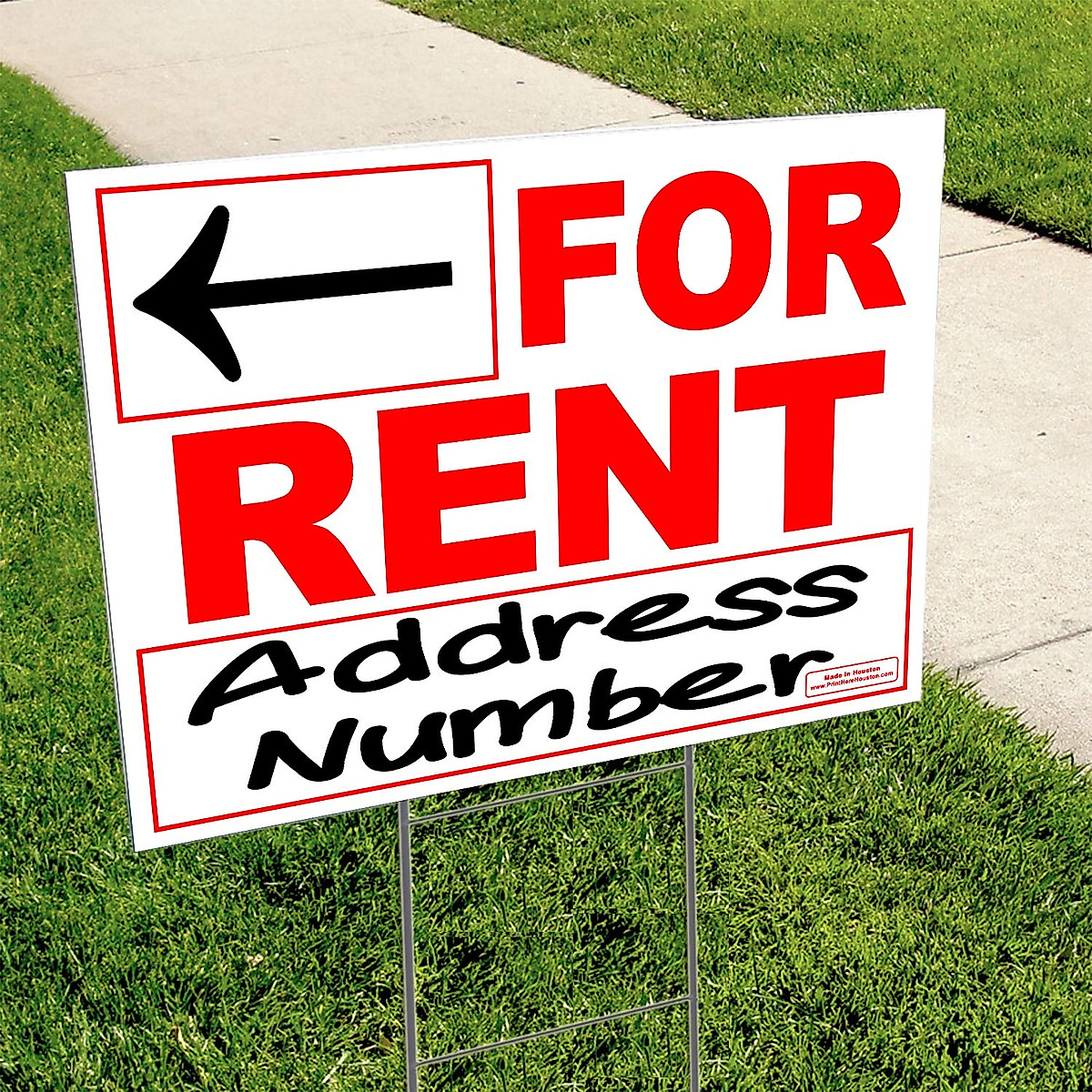 VIBE INK for Rent Yard Signs Double Sided Prints on 24" x 18" Corrugated Plastic Lawn Sign + Heavy Duty H-Stakes Wire Stand (8 Pack)