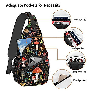 launamren Mushroom Gifts Sling Backpack Mushroom Gifts Crossbody Bag For Women Men Sling Bag Travel Hiking Chest Bag Unisex