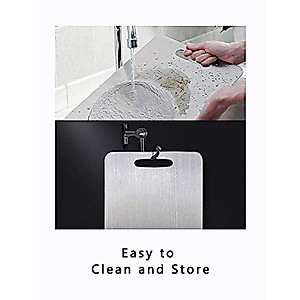 YEAVS Stainless Steel Cutting Board for Kitchen Heavy Duty Chopping Board(Medium, 11.4"L x 7.9" W)