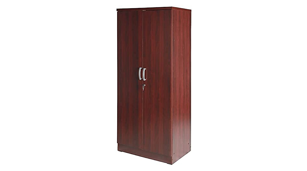 Modern Mahogany Wood Wardrobe Cabinet - Pemberly Row
