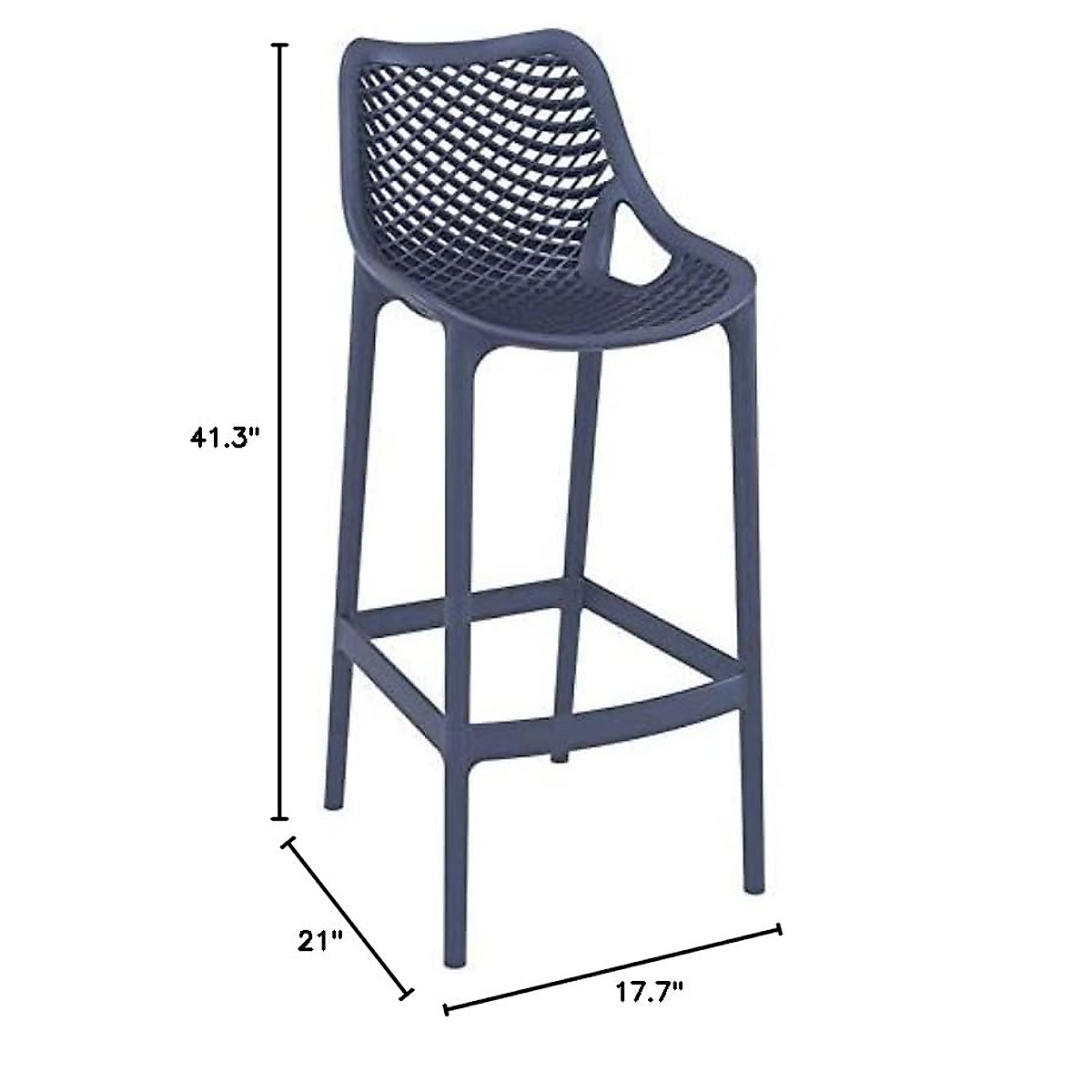 Home Square Patio Bar Stool in Dark Gray Finish - Set of 2