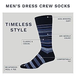Cole Haan Men's Dress Socks - Patterned Crew Socks, Gift Box (4 Pack), Size 7-12, Brown Multi
