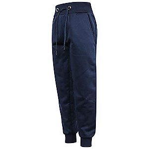 Kids Girls Boys Plain Tracksuit Hooded Sweat Hoodie Bottom Jog Suit Joggers 5-13 Navy