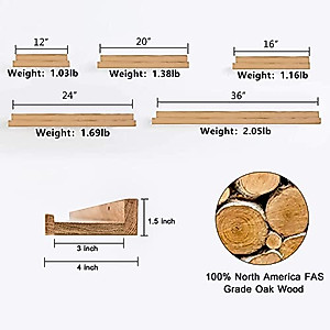 Long Floating Shelf 36 Inches Natural Wood Shelves for Wall Mounted Bedroom Dorm Room, Rustic Display Books Picture Ledge Shelf, Easy to Install, 1pcs, Original Color, Inch *4 *1.5