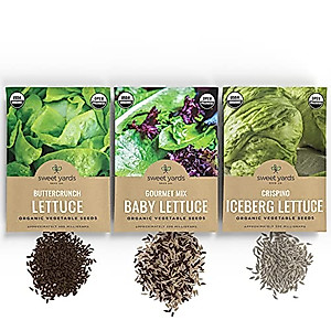 Sweet Yards Lettuce Lovers’ Organic Seed Variety Pack - 9 Unique Packets of Heirloom Non-GMO USDA Certified Organic Pure Seeds