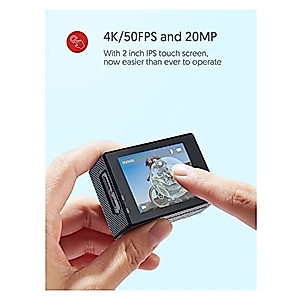 KOVOSCJ Sports Action Camera 4K 50FPS Sports Camera Touch Screen 4X Zoom with 20MP EIS Multiple Accessories 40M Waterproof Underwater Camera Remote Control for Vlog Recording
