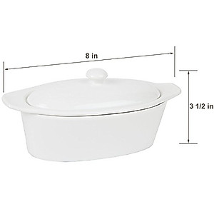 Old Home Kitchen Butter Keeper, Porcelain Butter Boat, White (Standard version)