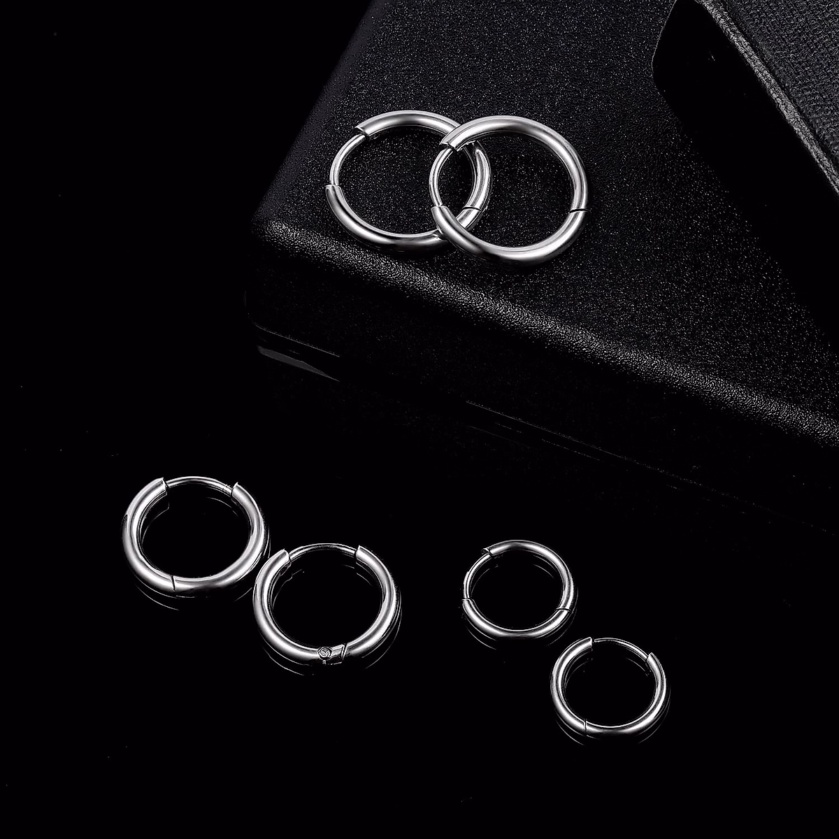Pack of Titanium Surgical Stainless Steel Huggie Hoop Earrings Hypoallergenic for Sensitive Ears Body Piercing Small Nose Rings Cartilage Trague 20G