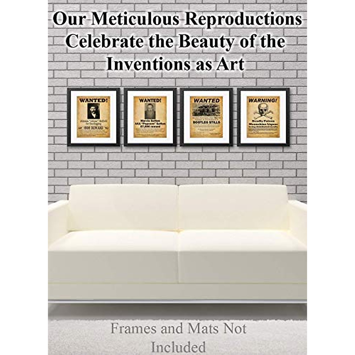 Bootleggers Wanted Posters Art Prints - Set of Four Photos (8x10) Unframed - Makes a Great Bar and Drinking Establishment Decor and Gift Under $20 for Home Brewers