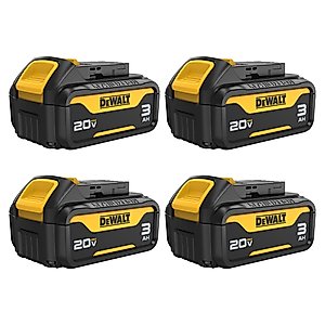 DEWALT 20V MAX Battery with LED Charge Indicator, 3 Amp Hour, 4 Pack (DCB200-4)