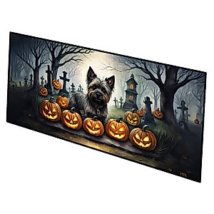 Caroline's Treasures Cairn Terrier Spooky Halloween Runner Mat 28x58 Front Door Mat Indoor Outdoor Rugs for Entryway Hallway Foyer Non Slip Washable Wide Doormat
