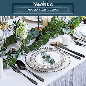 Black Silverware Set, 20 Pieces Stainless Steel Flatware Set Service for 4, Mirror Polished Cutlery Set for Home Kitchen, Premium Tableware Utensil Set, Include Knife Spoon and Fork, Dishwasher Safe