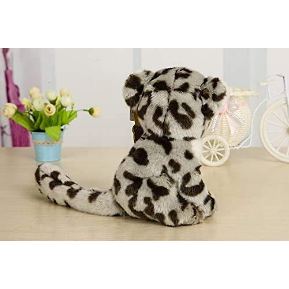 Honey Candy 8-Inch Simulation Snow Leopard Plush Animal Toy Plush Cheetah Stuffed Toys (Snow Leopard)