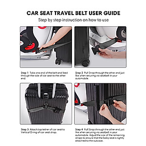 Car Seat Travel Belt, Adjustable Travel Strap for Transport Kid Car Seat to Convert Luggage Carts Into Airport Car Seat Stroller, Easy Carry Universal Size (Black)
