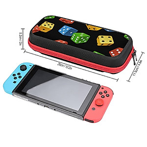 Varicoloured Dice Printed Carrying Case Storage Bag For Switch Lite & Accessories Travel Portable