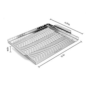 Extreme Salmon BBQ Grill Pan for Vegetables, Grill Topper Stainless Steel BBQ Grill Wok with Handles Professional Grill Cookware Grill Accessories for Barbecue Grills Outdoor Cooking
