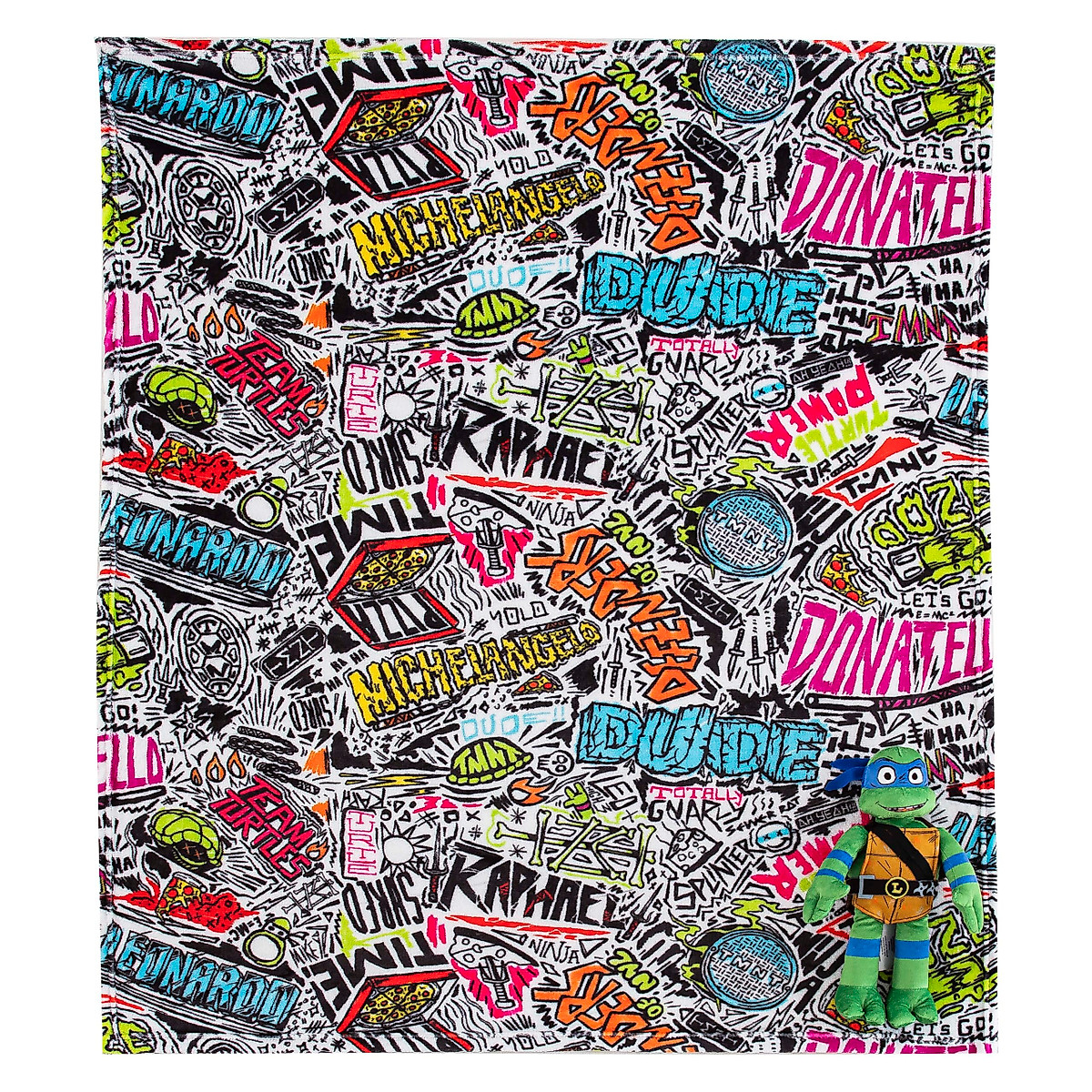 Northwest Teenage Mutant Ninja Turtles Character Hugger Pillow & Silk Touch Throw Blanket Set, 40" x 50", Sketched Out