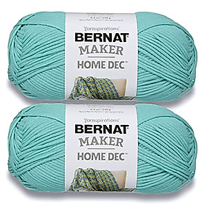 Bernat Maker Home Dec Aqua Yarn - 2 Pack of 250g/8.8oz – 72% Cotton, 28% Nylon - #5 Bulky - 317 Yards – Easy Yarn for Knitting, Crocheting, Crafts & Amigurumi
