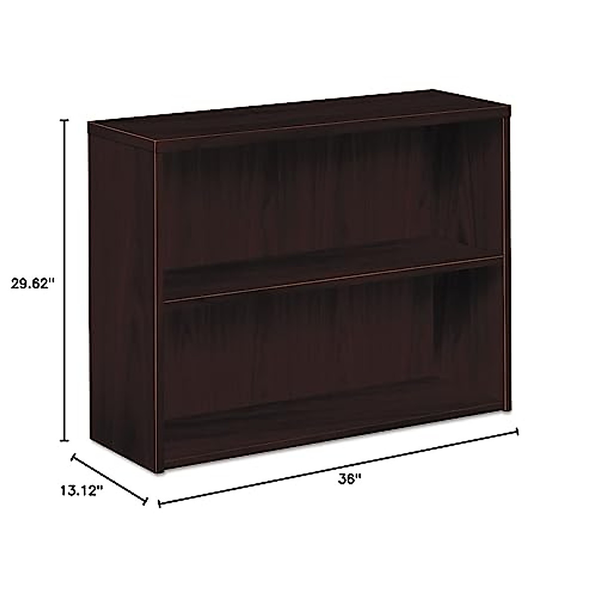 HON 10500 Series Bookcase - Bookcase with 2 Shelves, 36w x 13-1/8d x 29-5/8h, Mahogany (H105532)