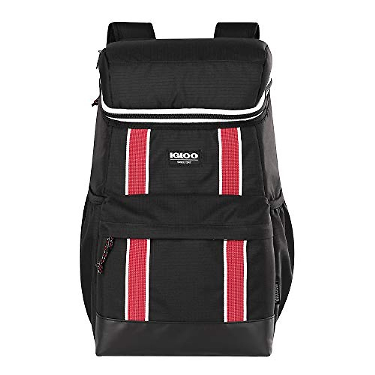 Igloo 30 Can Large Portable Insulated Soft Cooler Backpack Carry Bag, Black/Red
