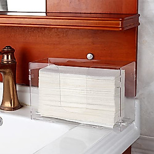 Evron Paper Towel Dispenser Countertop & Wall Mount Clear One-Hand Pull C Fold Z Fold Trifold and Multifold Paper Towel Holder (Simple Snap-on Assemble Before Use)