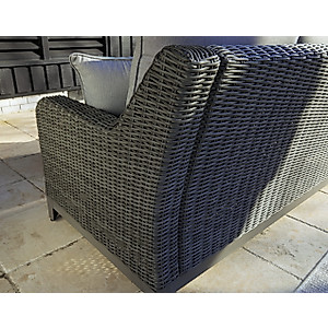 Signature Design by Ashley Outdoor Elite Park Patio Wicker Loveseat with Cushion, Gray