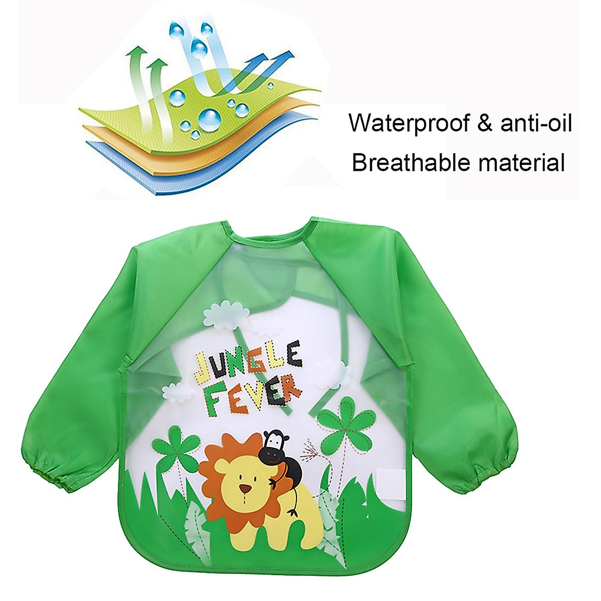 EchoDone 6 Packs Waterproof Children's Art Smock Kids Painting Aprons Long Sleeve Smock for Eating 1-4 Years
