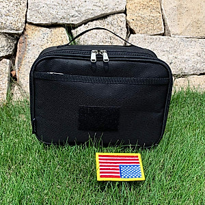 FlowFly Kids Lunch box Insulated Soft Bag Mini Cooler Back to School Thermal Meal Tote Kit for Girls, Boys, Black Free USA Flag Patch Included