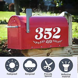 Mailbox Numbers Die Cut Decal Rustic Style Flowers House Number Address Apartment Office Stickers SignFront Door Rainproof Decal Vinyl Lettering Farmhouse Decor Double-sided Mailbox Number 4" Silver
