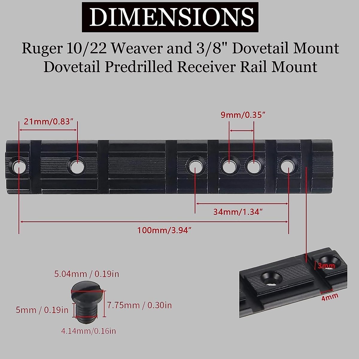 GOTICAL Ruger 10/22 and 3/8" Tactical 4x32 Compact Scope Rangefinder Reticle Hunting Riflescopes Cross-Hair Reticle and Ruger 10/22 Weaver and 3/8" Predrilled Receiver