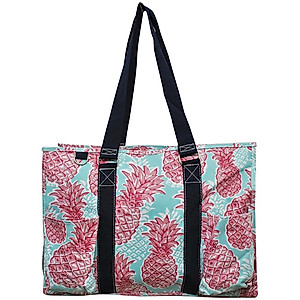 NGIL All Purpose Organizer 18" Large Utility Tote Bag 2018 Spring Collection (Summer Pineapple Navy)